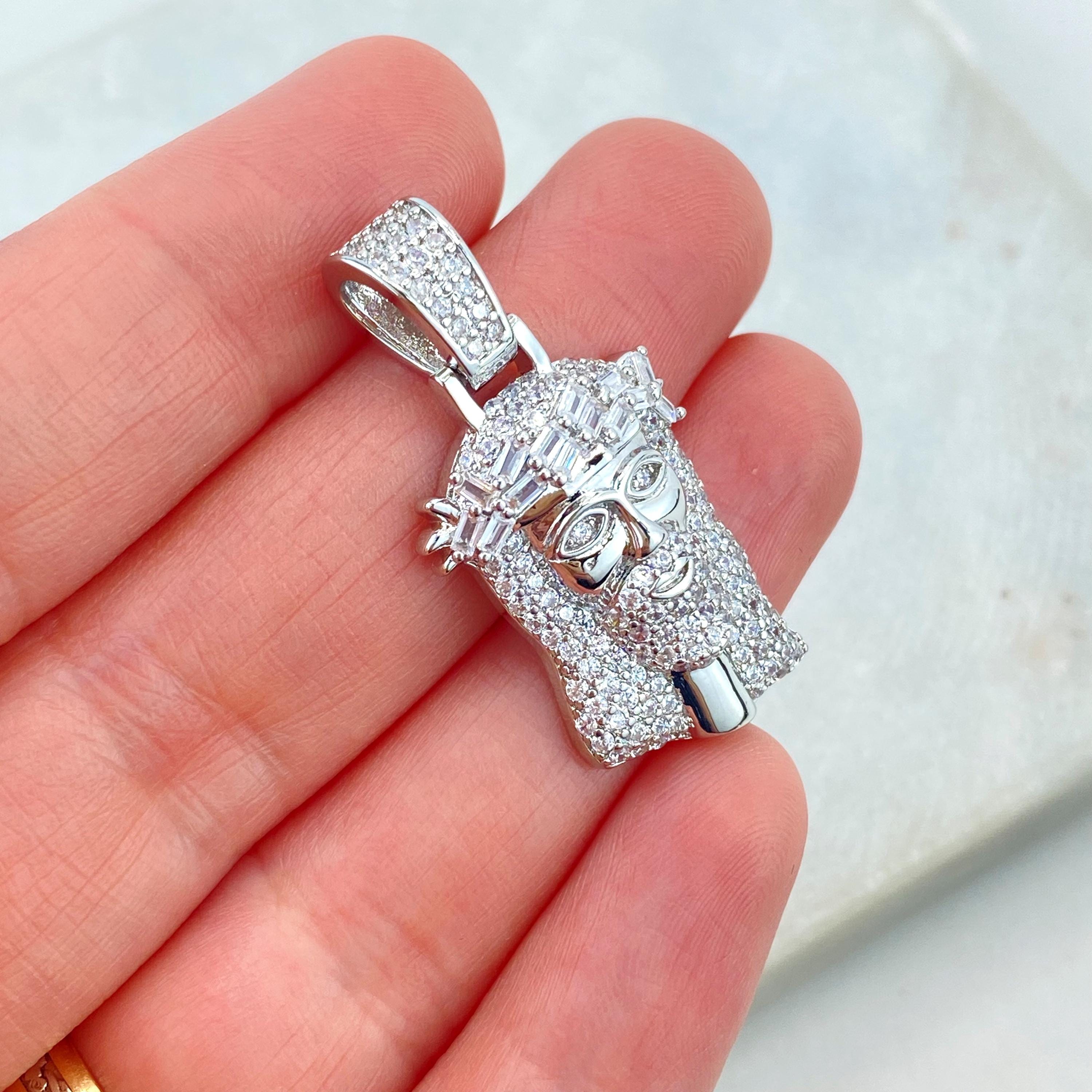 Silver Filled Jesus Christ Face Shape Pendant With Micro Cubic Zirconia ...