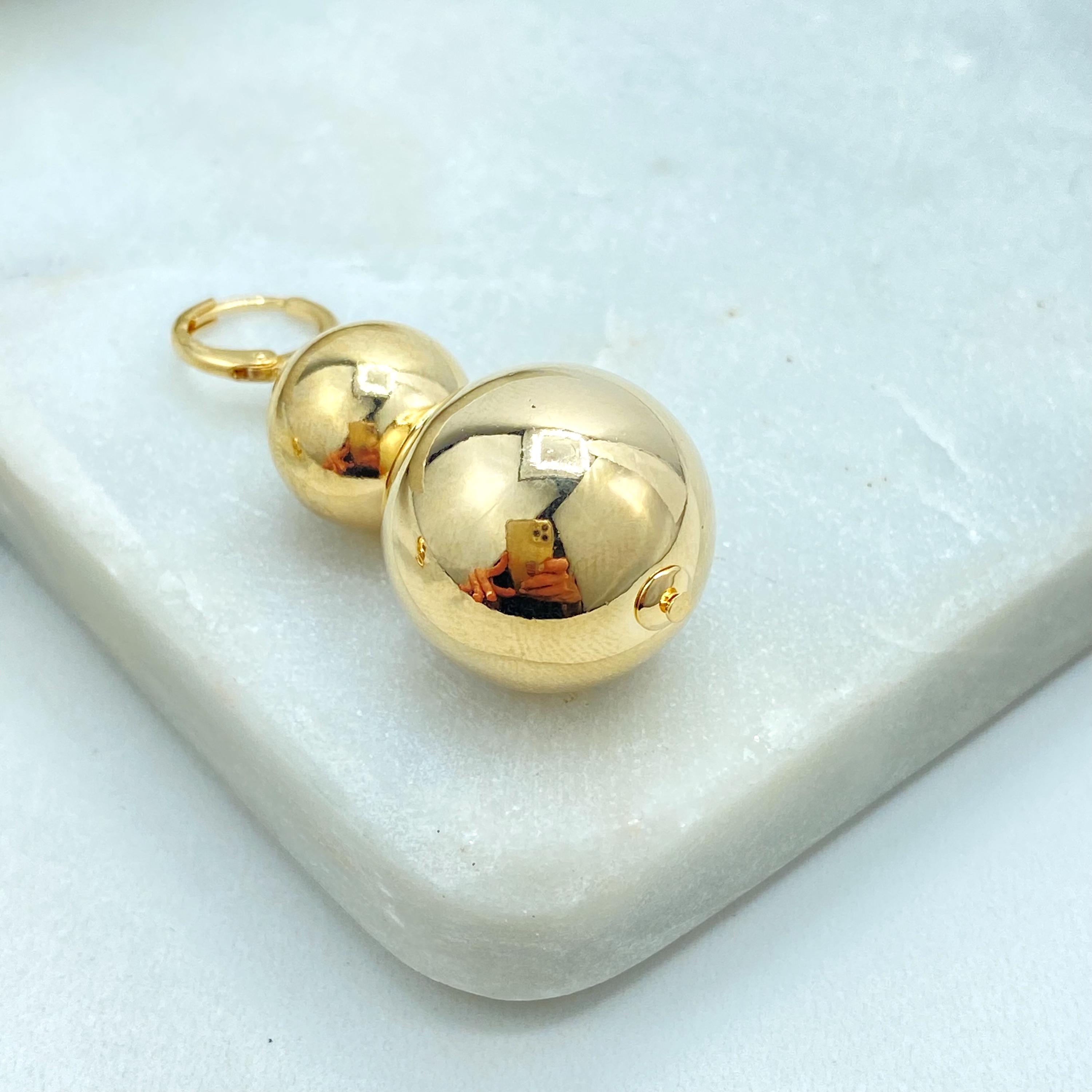 18k Gold Filled Double Ball Drop Earrings, Lightweight Bold Statement ...