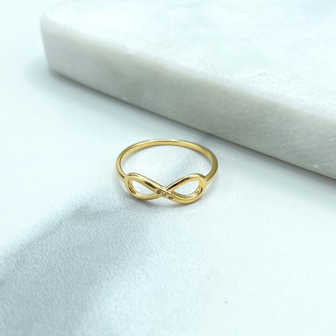 18k Gold Filled Infinity Symbol Dainty Ring Band Featuring Micro Pave ...