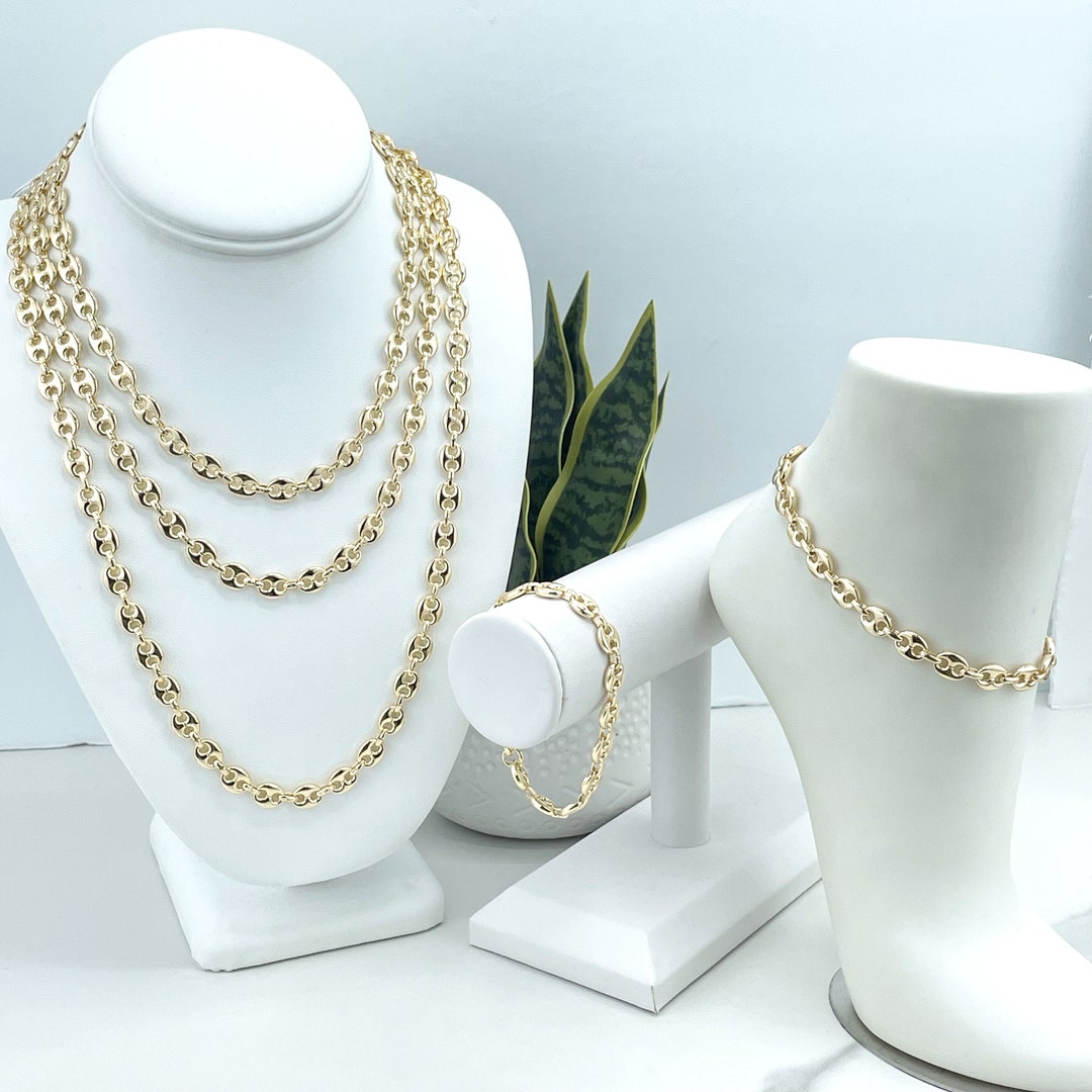 18k Gold Filled 8mm Puffy Mariner Style Link Chain, Necklace or ...