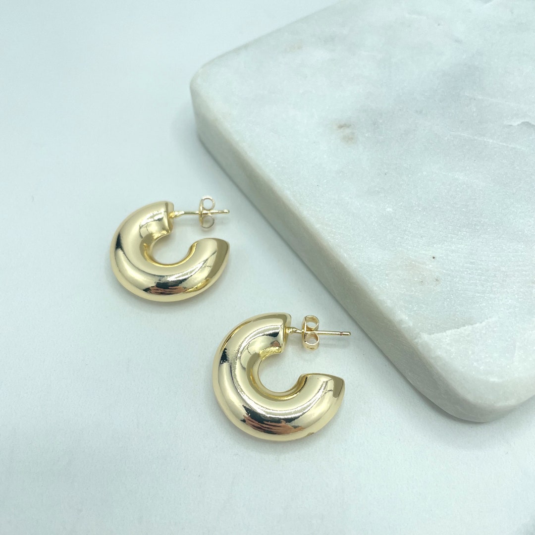 18k Gold Filled 7mm Donut Tubular Open, C-hoop, Puffed C-hoop, Push ...