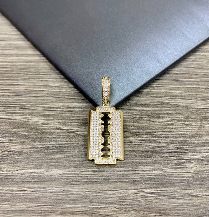 18k Gold Filled Fancy Micro Cubic Zirconia Razor Blade Charms - Etsy