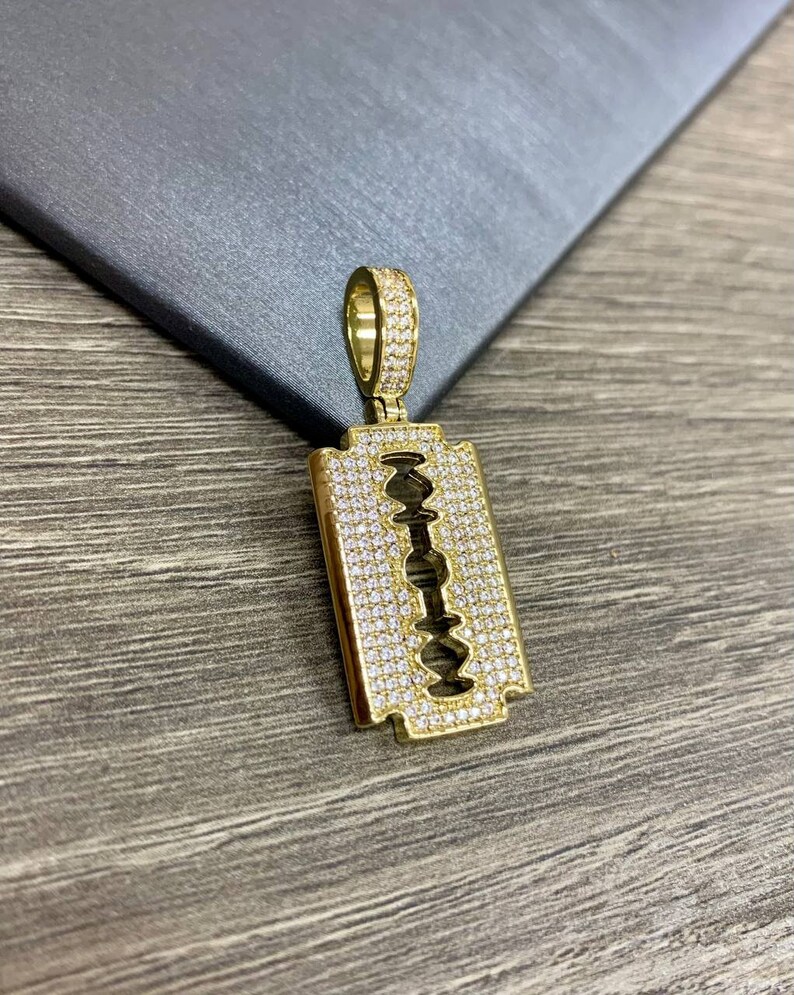 18k Gold Filled Fancy Micro Cubic Zirconia Razor Blade Charms - Etsy