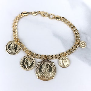 18k Gold Filled American Coins Different Sizes Coins Charm Cuban Chain ...