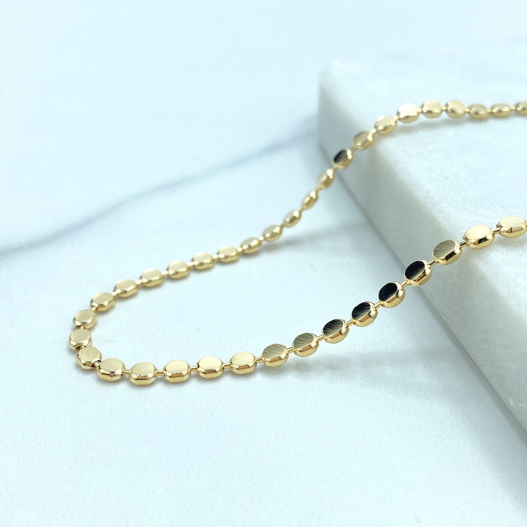 18k Gold Filled 3mm Specialty Dot Chain, Flat Round Shape Choker Chain ...