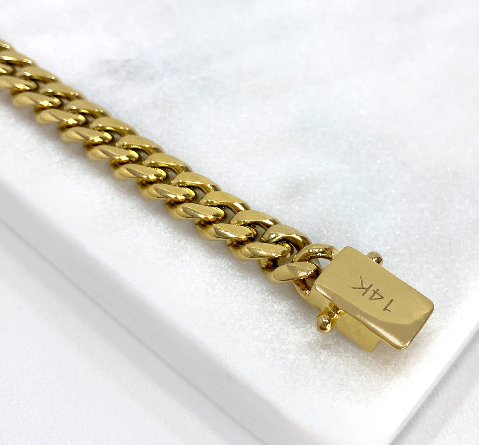 8mm Miami Cuban Link Bracelet in 14k Gold Filled Featuring Double ...