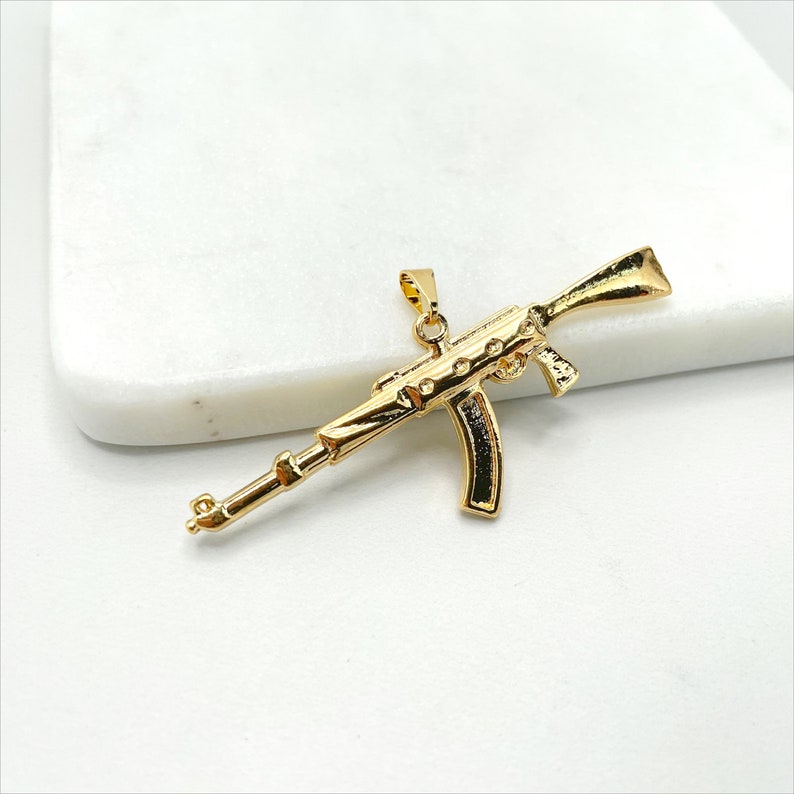 18k Gold Filled Machine Gun Rifle Pendant Charms Men's - Etsy