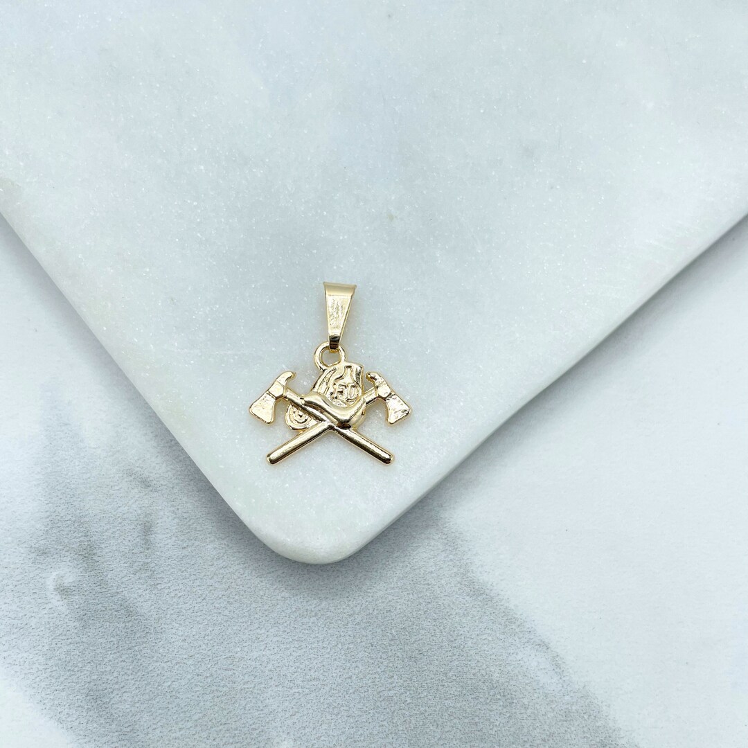 18k Gold Filled Firefighter Fire Rescue Department Charm, Fire Fighter ...