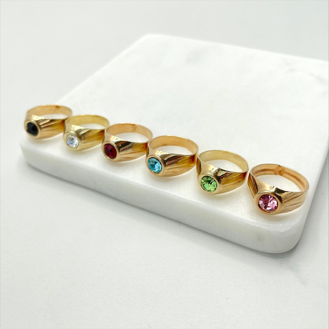 18k Gold Filled Colored Zirconia White, Pink, Green, Red, Black or Blue ...