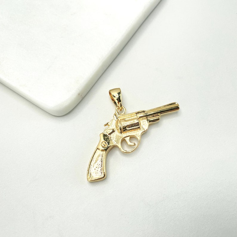 18k Gold Filled Revolver Pistol Gun 3D Pendant Charms Fire - Etsy