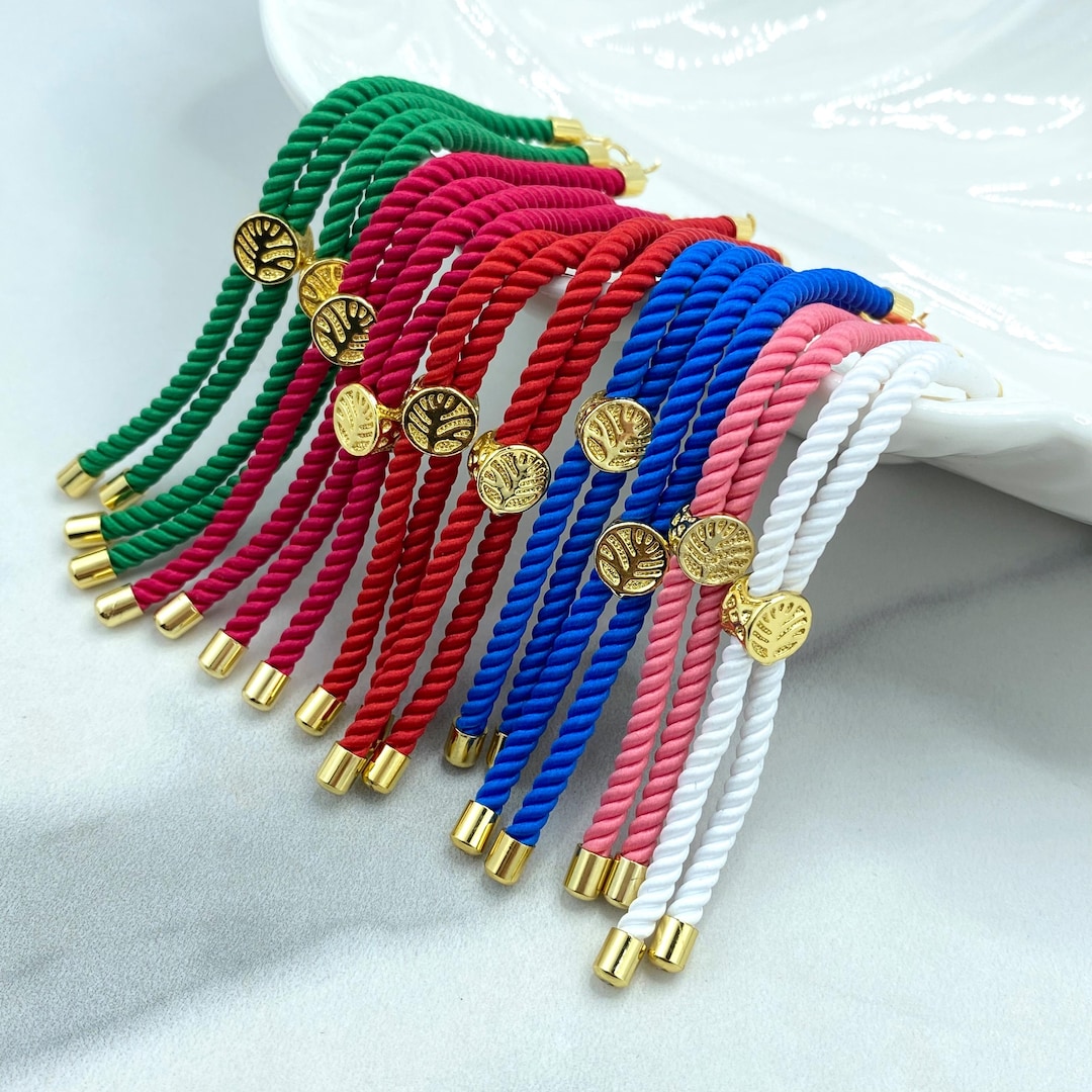 18k Gold Filled DIY Adjustable Slider Bracelet With Ends Tree of Life ...
