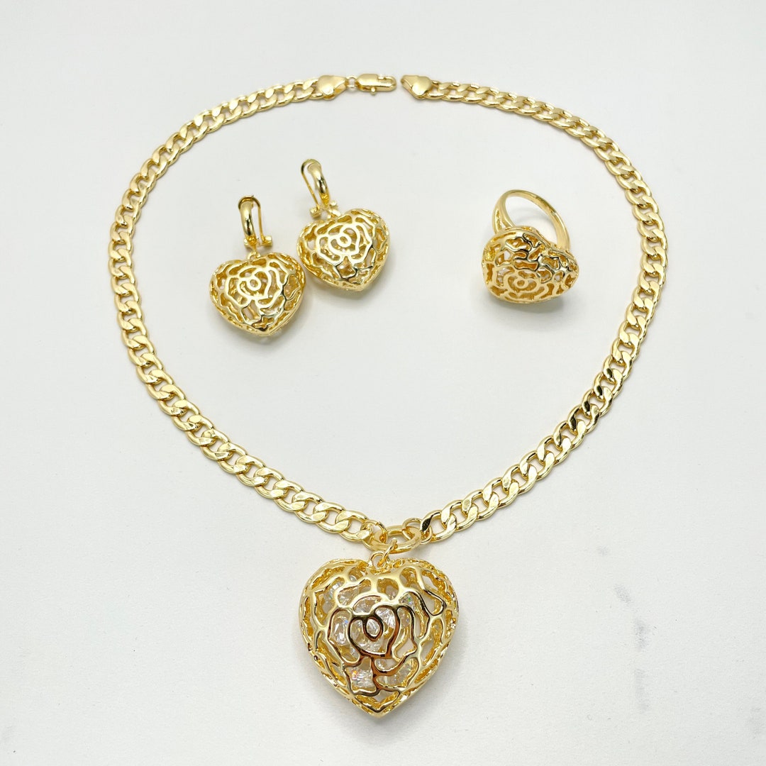 18k Gold Filled With Rattle Stones Inside of Hearts Charms Set ...