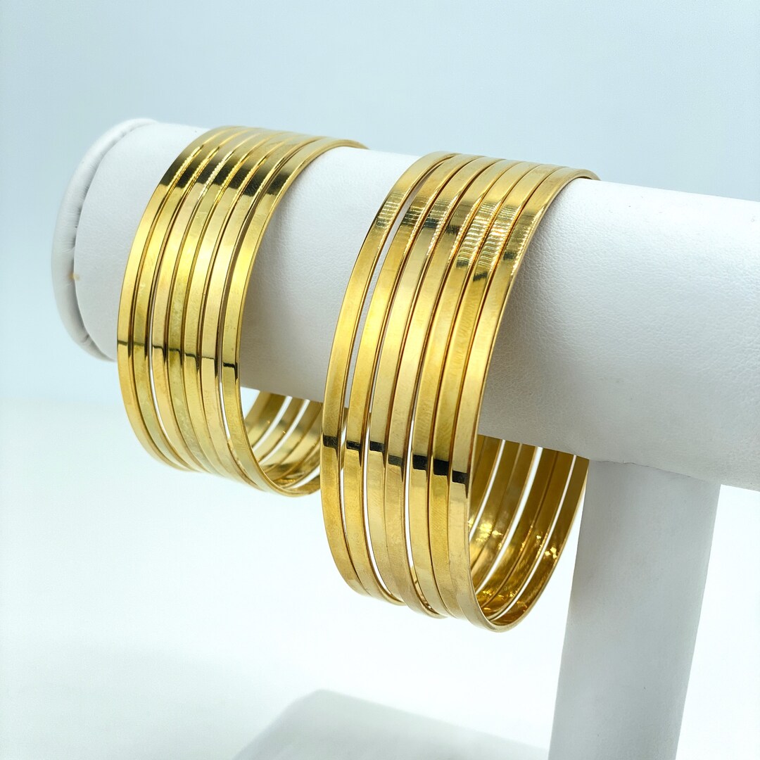 Matching Mom and Me Stainless Steel Gold Flat Bangle Bracelet, Bangle ...