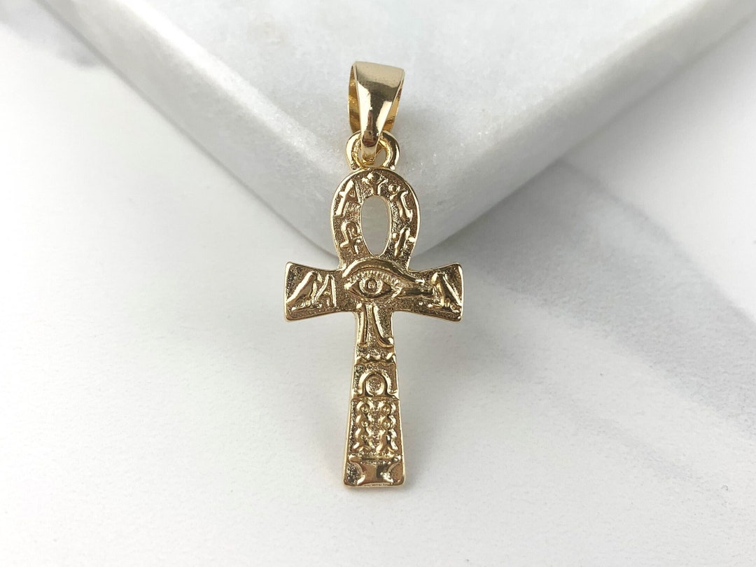 18k Gold Filled Fancy Talisman Ankh Cross Charm Wholesale Jewelry ...