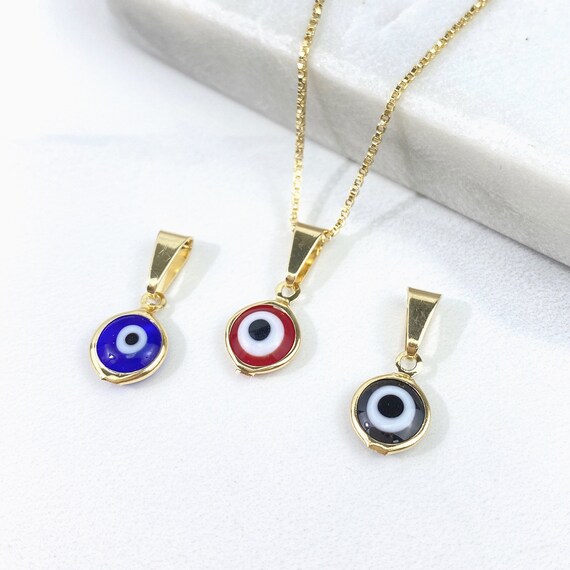 18k Gold Filled Red Blue or Black Greek Eyes Turkish Eyes - Etsy