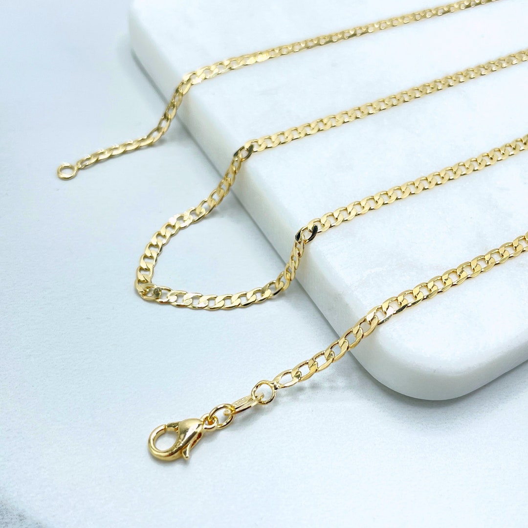 18k Gold Filled Cuban Link Chain 3mm Thickness, 16, 18, 20, 22 or 24 ...