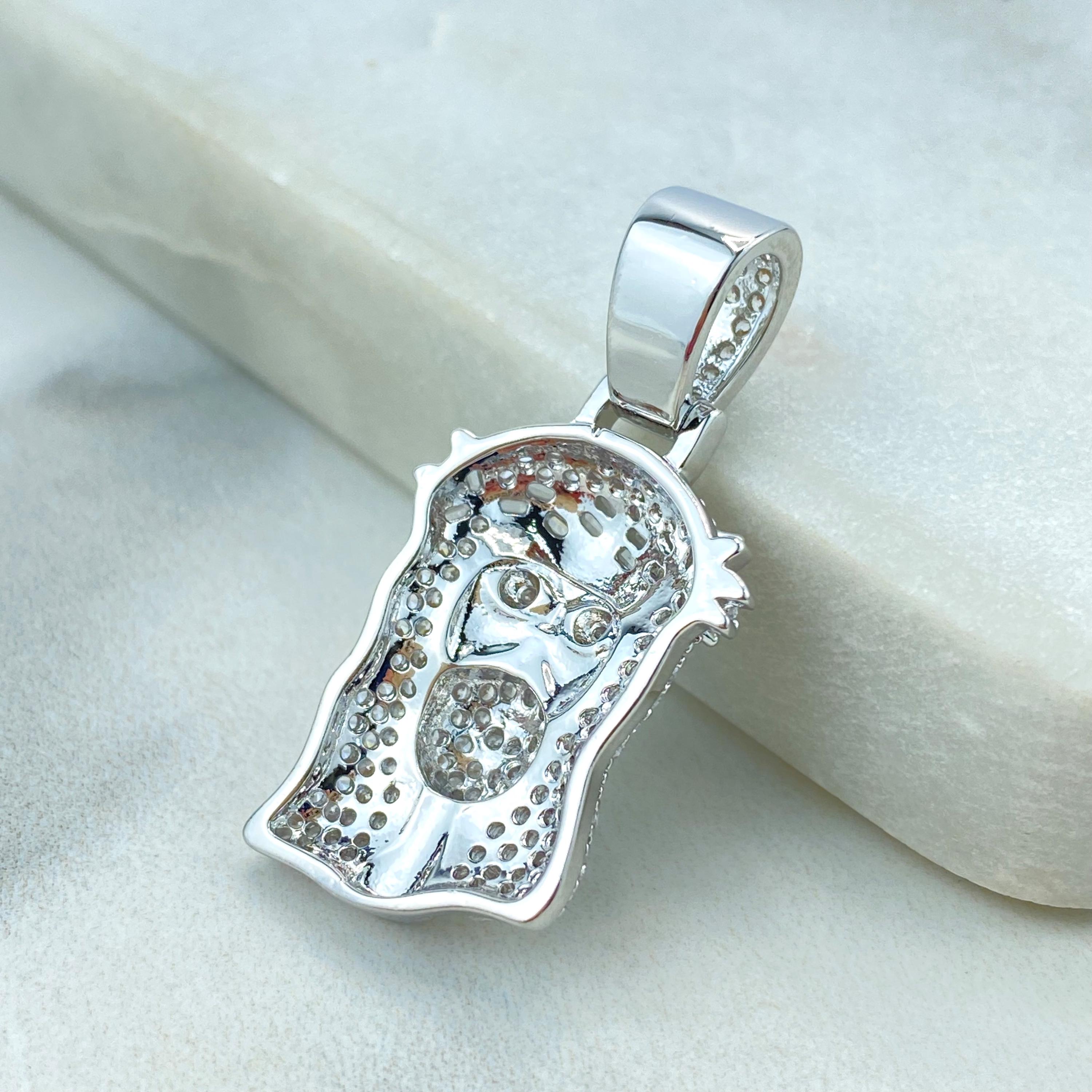 Silver Filled Jesus Christ Face Shape Pendant With Micro Cubic Zirconia ...