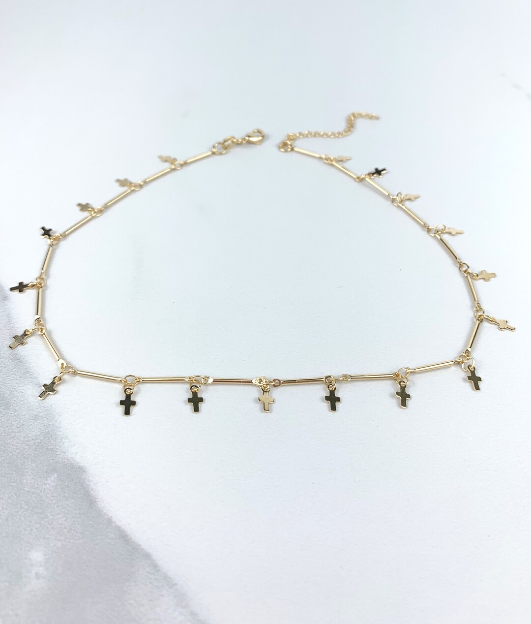 18k Gold Filled Fancy Crosses Charms Necklace Choker Wholesale Jewelry ...