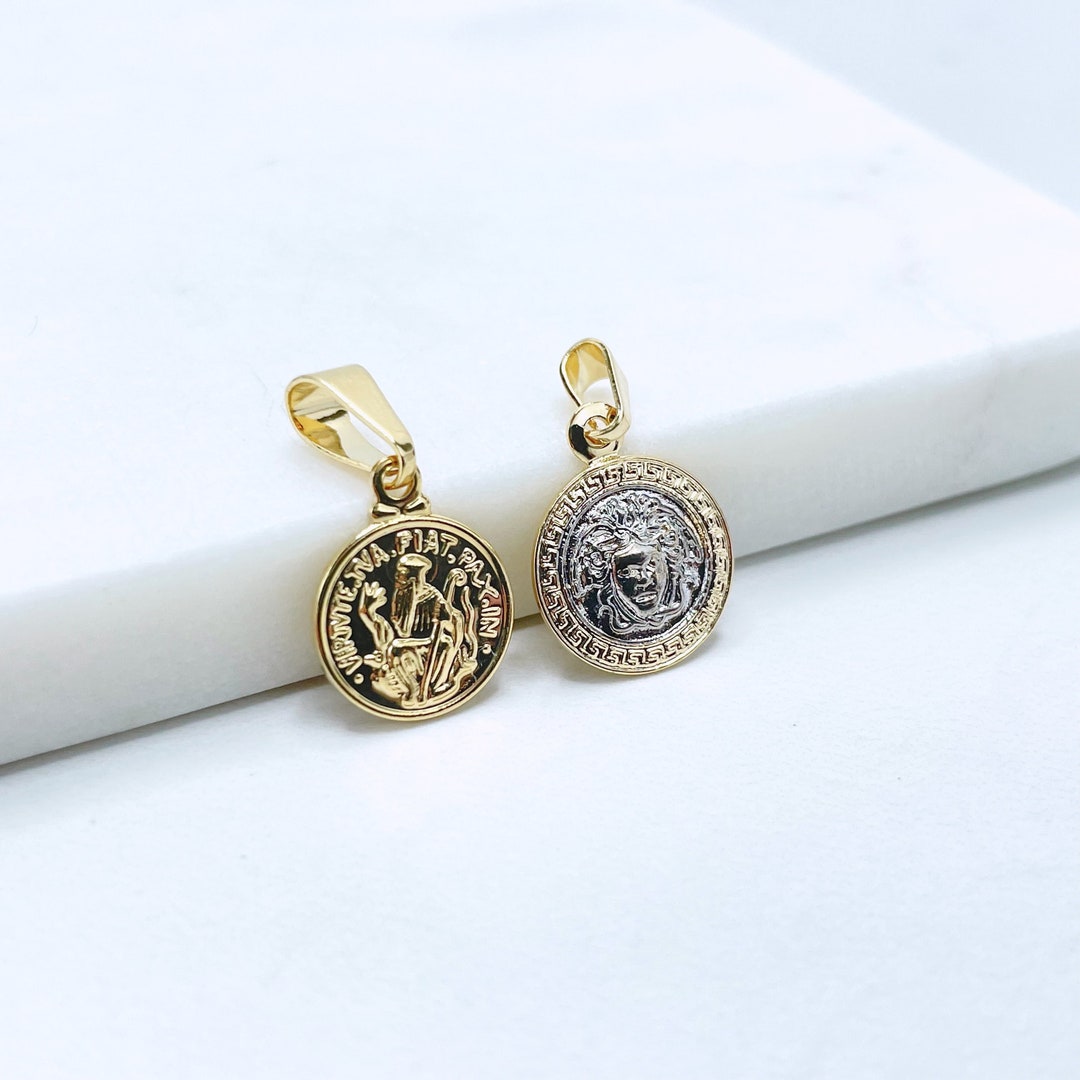 18k Gold Filled Medusa Greek Mythology Medal Charm or Amulet "virtute ...
