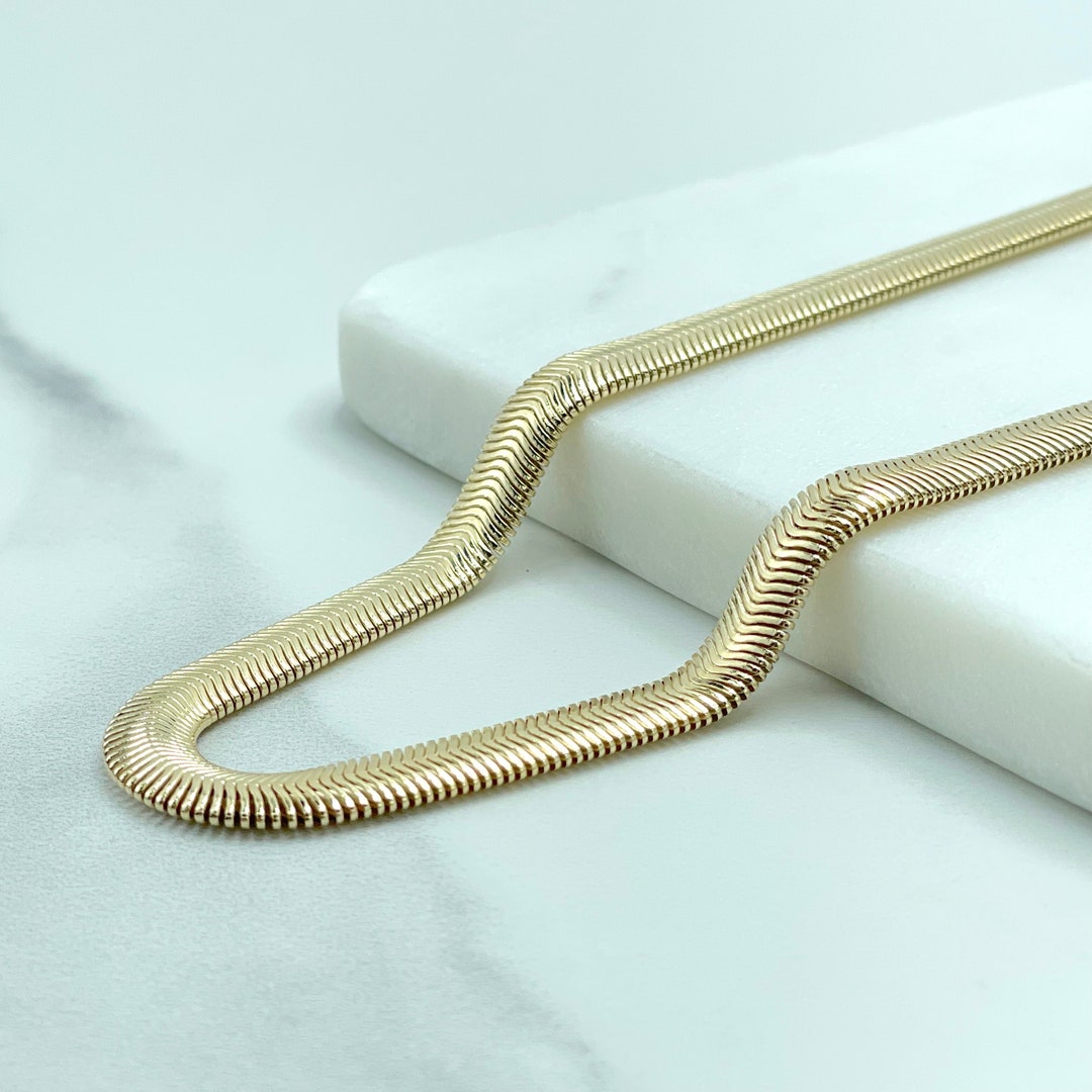 18k Gold Filled Fancy 5 Mm Snake Herringbone Chain 16'' or 18'' With ...