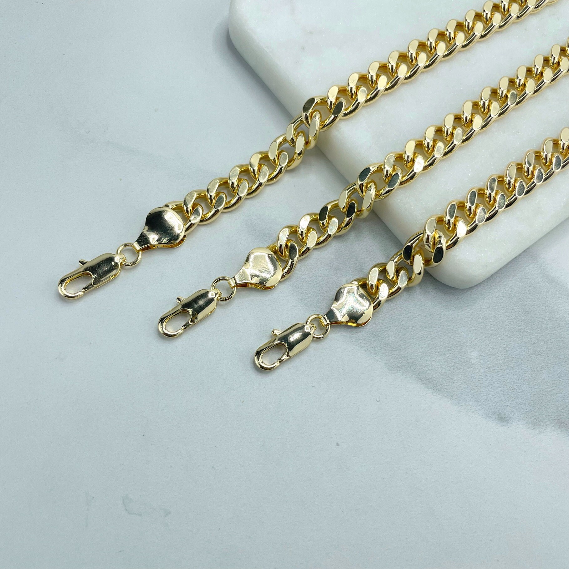 18k Gold Filled 9mm Flat Curb Link Flat Cuban Link Chain - Etsy