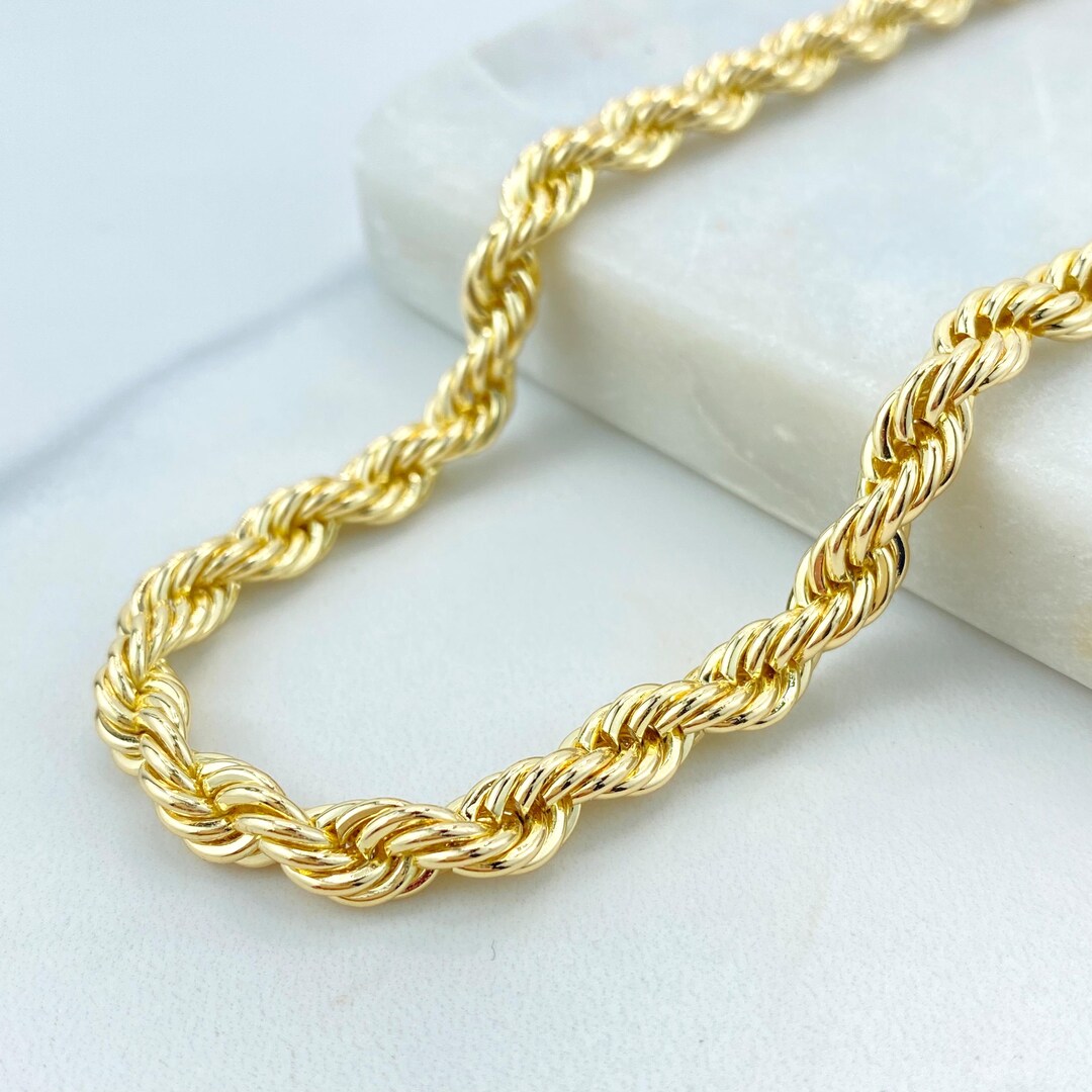 18k Gold Filled 6mm Rope Chain, With 17.5 Inches Long, Chunky Rope ...