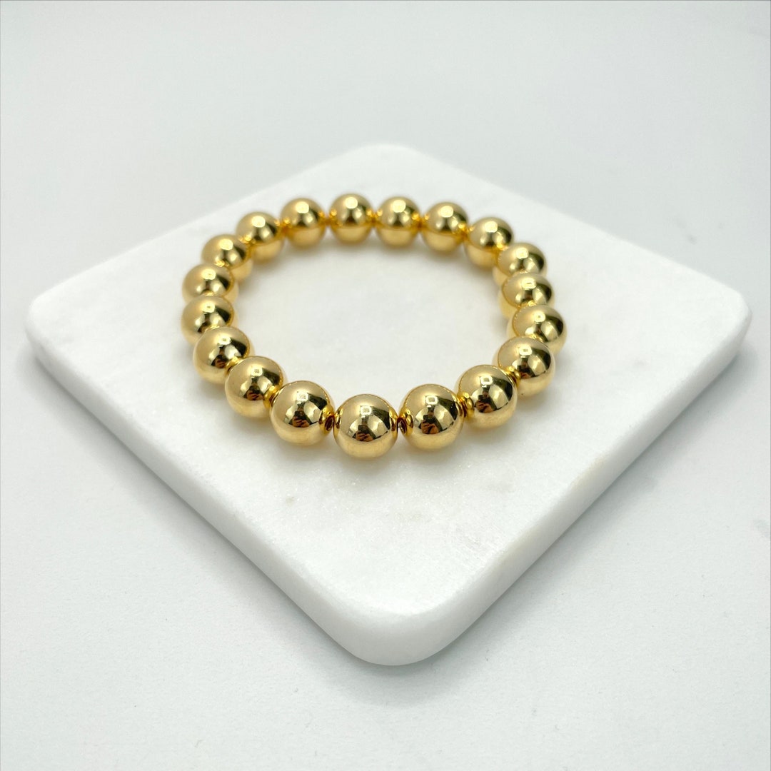 18k Gold Filled Stretch Beads Bracelet Available in 4 Sizes for ...