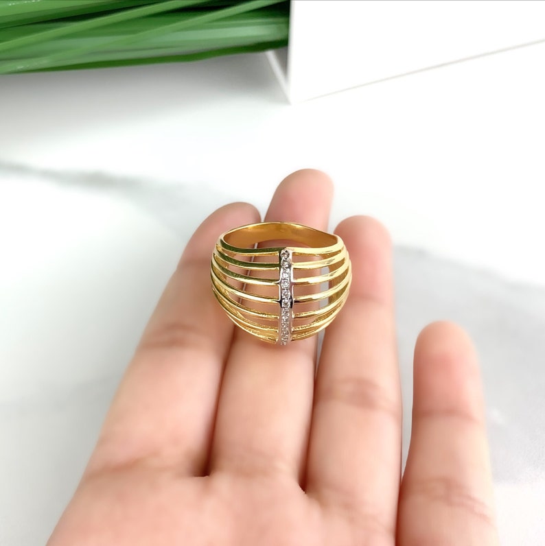 18k Gold Filled Hollow Dome Ring Featuring Cubic Zirconia - Etsy