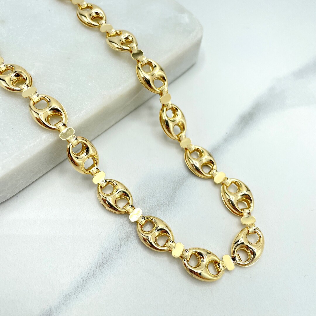 18K Gold Filled Puff Mariner Link, Necklace or Bracelet - Etsy