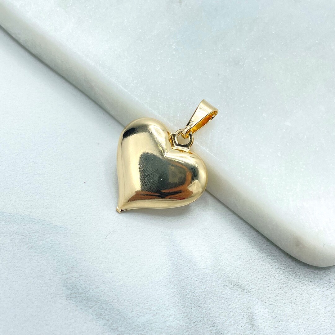 18k Gold Filled Puffed Puf 3D 27mm Heart Charm Pendant, Romantic ...