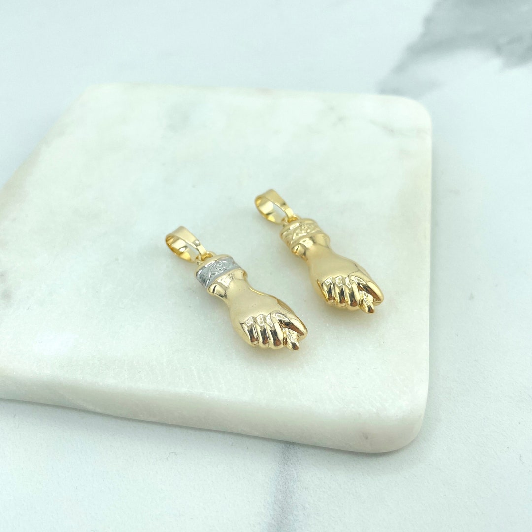 18k Gold Filled Good Luck Pendant, Texturized Two Tone or Gold Figa ...
