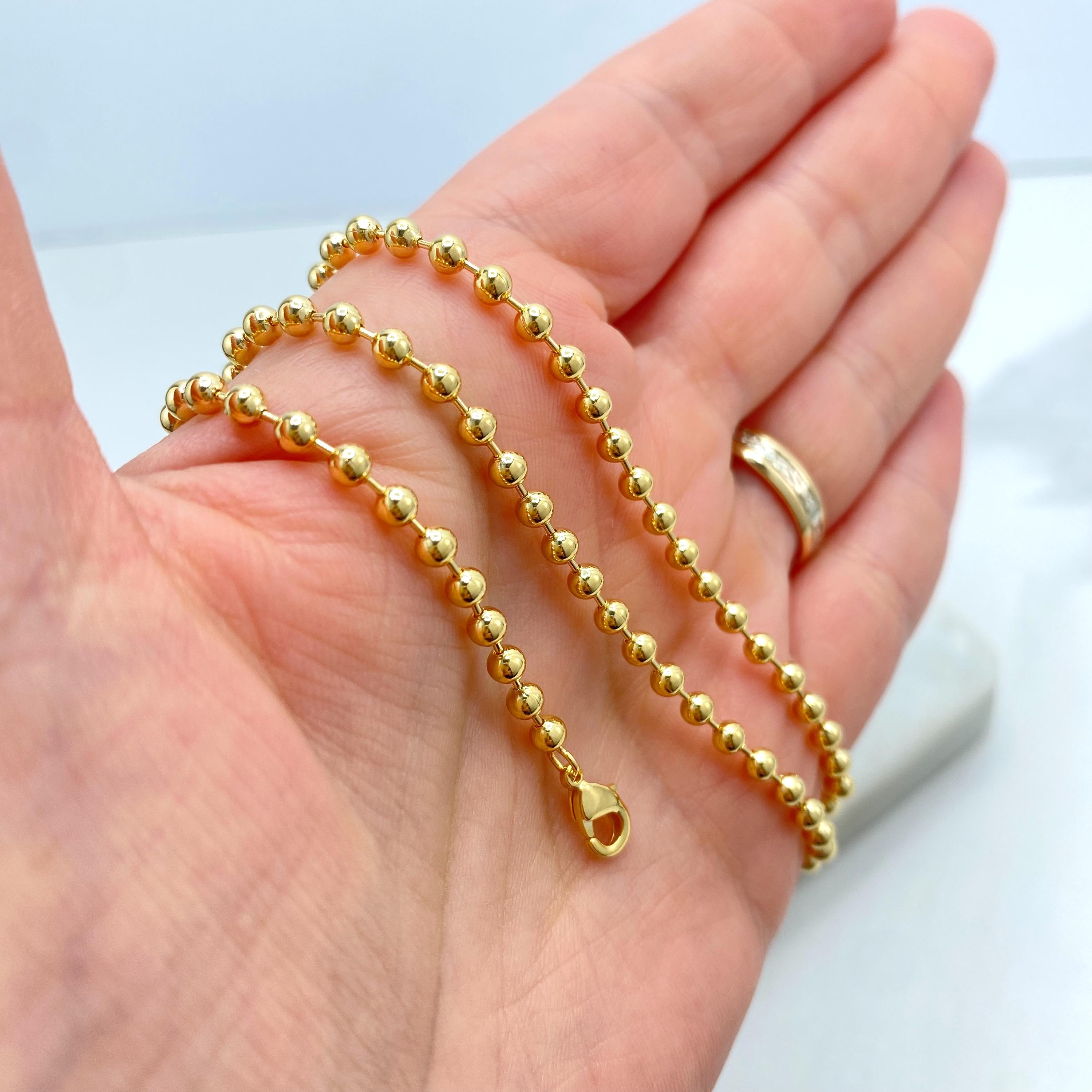 18k Gold Filled Ball Chain Necklace, Dainty Bead Link for Layering or ...