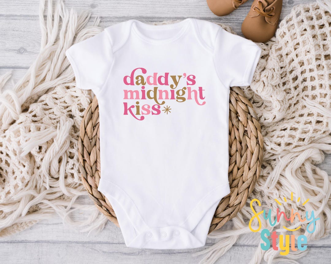 Daddy's Midnight Kiss Onesie® - New Year Baby Girl Bodysuit Pink Design ...