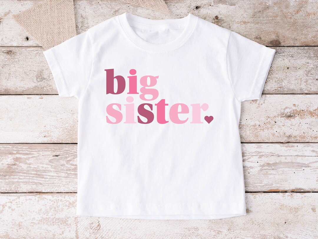 Big Sister Tshirt, Big Sis T-shirt, New Big Sister Tee, Pink Modern Design, Minimalist Toddler ...