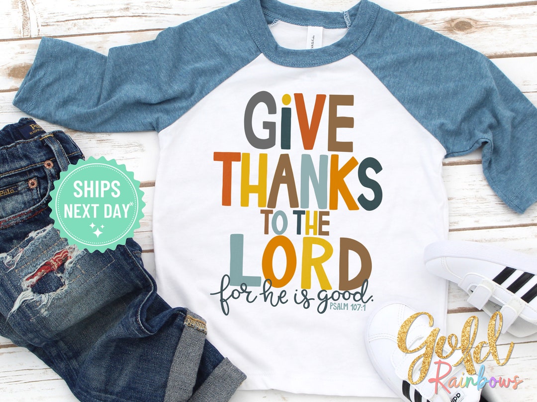 Give Thanks Boys Shirt, Kids Religious Thanksgiving Shirt, Religious ...