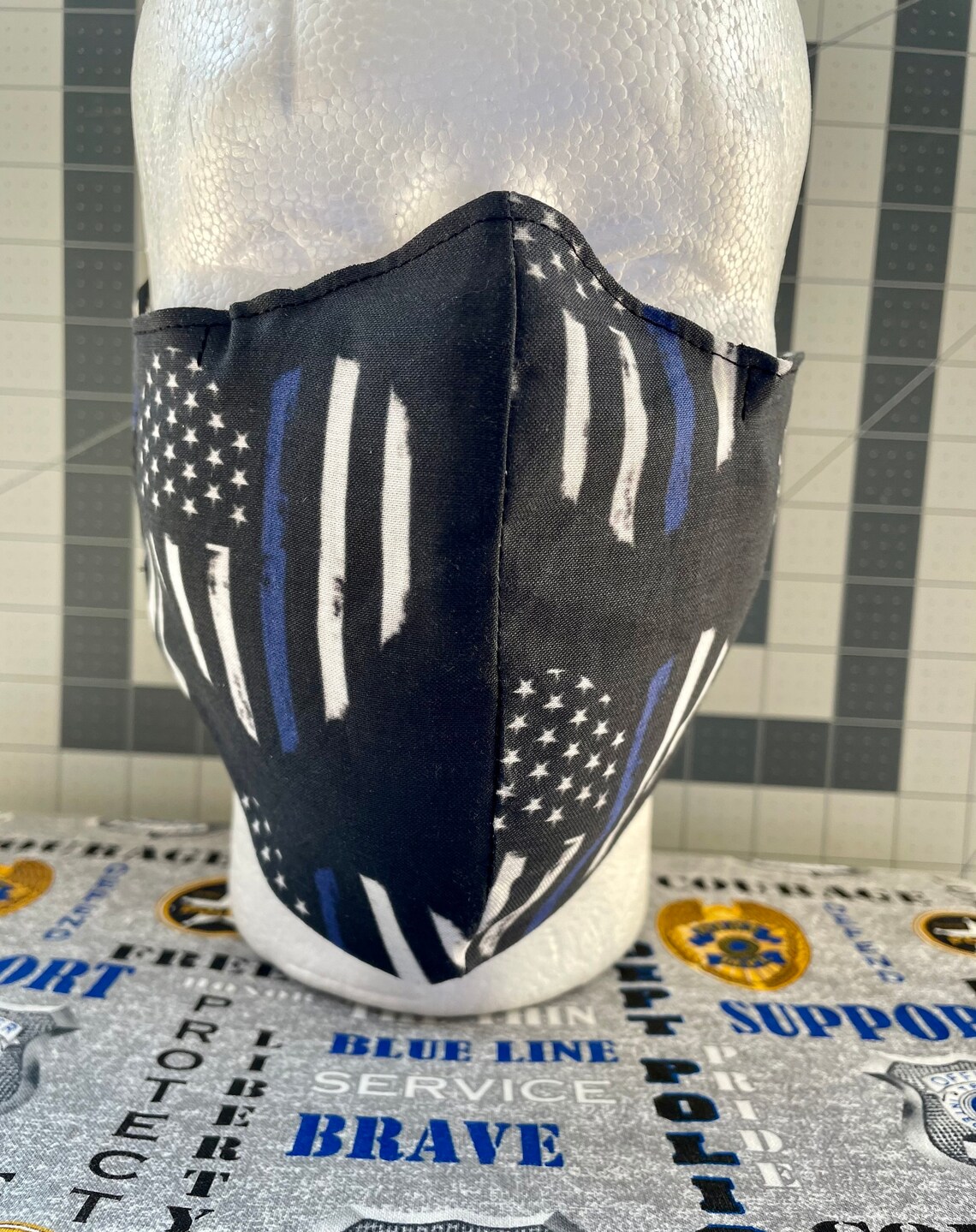 Police Department Thin Blue Line Face Mask - Etsy