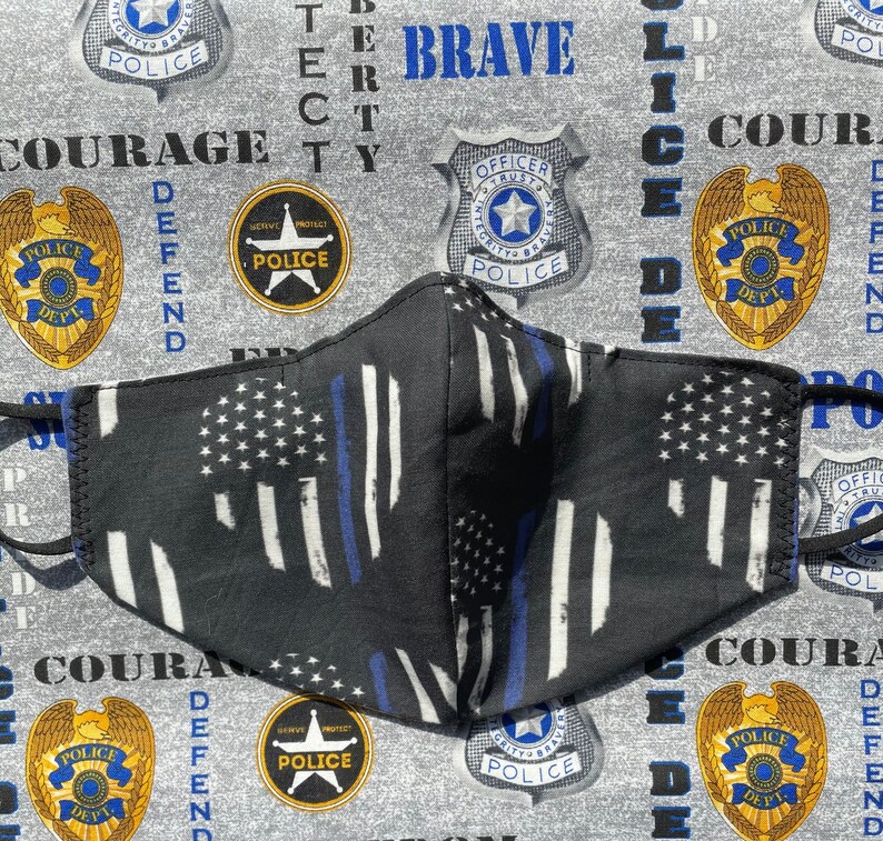 Police Department Thin Blue Line Face Mask | Etsy