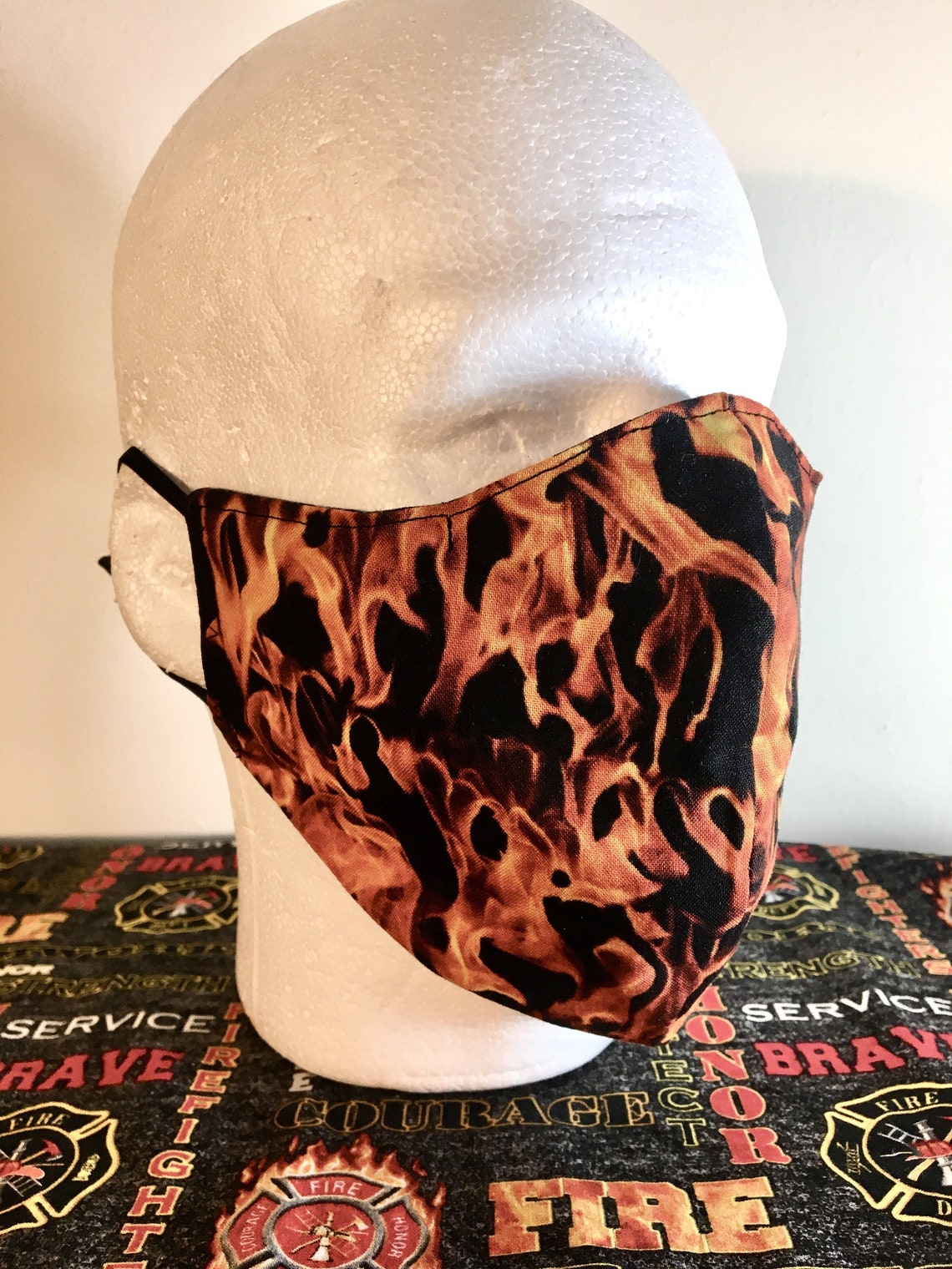 Firefighter Face Mask /Reversible Flames | Etsy
