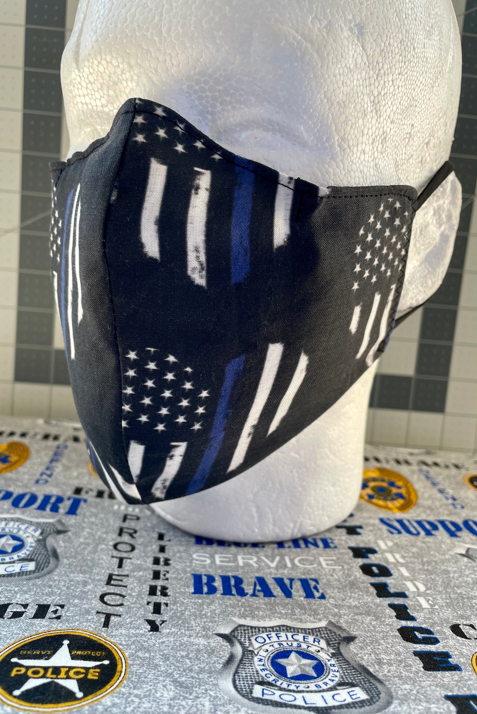 Police Department Thin Blue Line Face Mask | Etsy