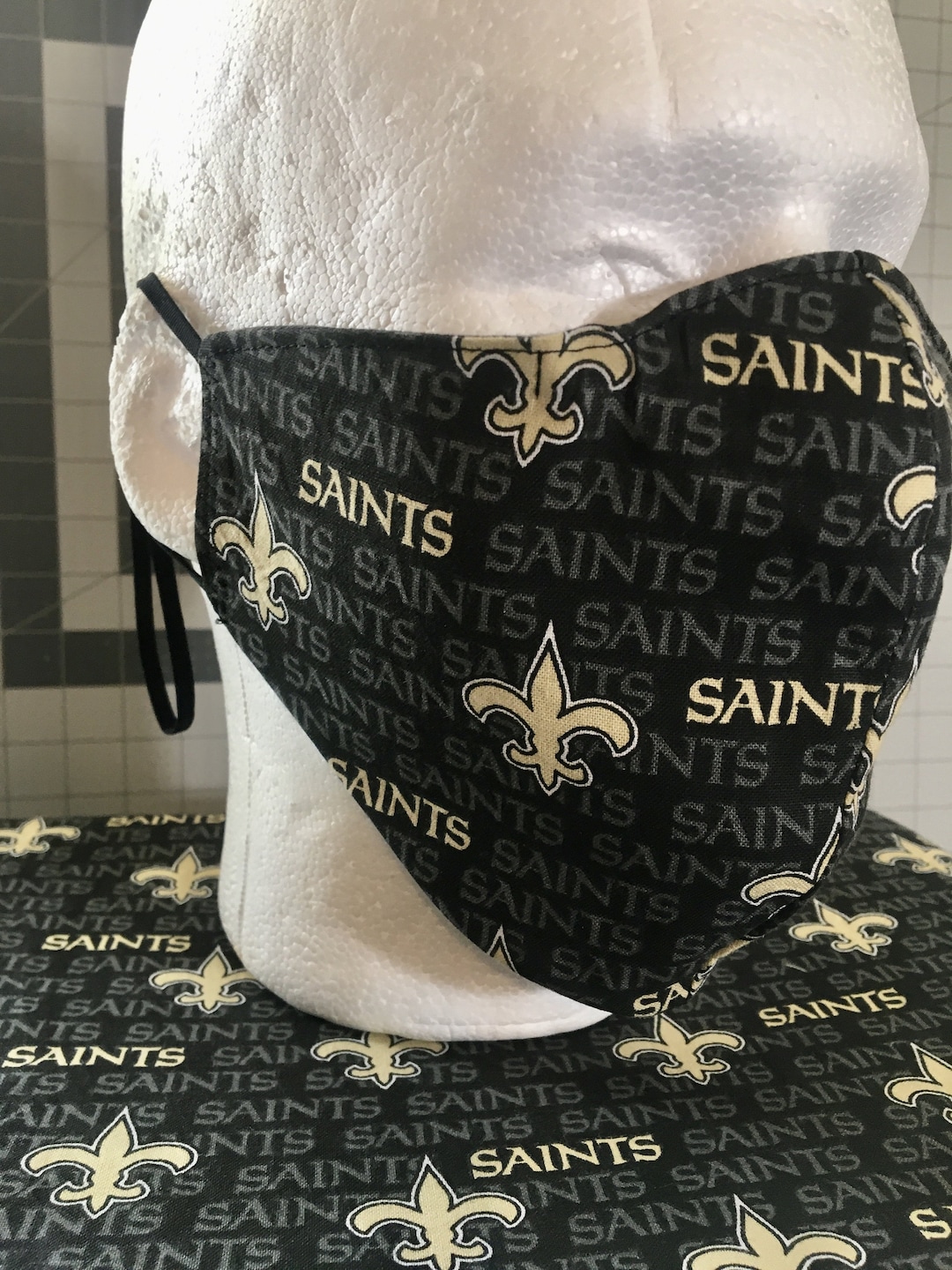New Orleans Saints Mini Print Cotton Face Mask | Two Ply | Three Ply ...