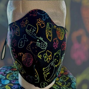 Rainbow Cats Face Mask Two Ply Three Ply PM 2.5 Filter Cute Cat Lovers ...