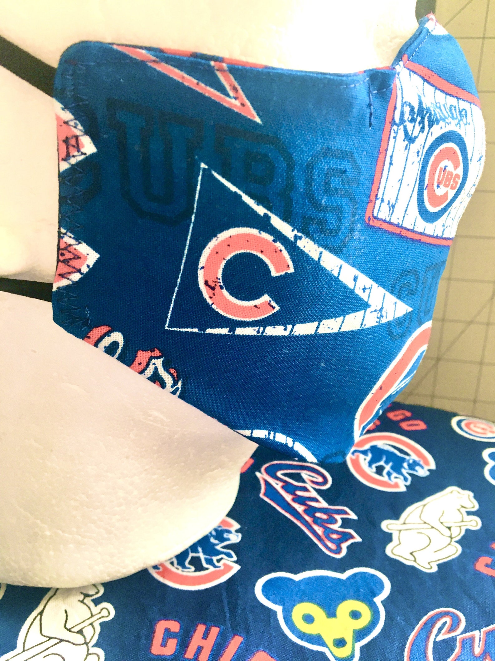 Chicago Cubs Cubby Bear Face Mask Reversible Adjustable | Etsy