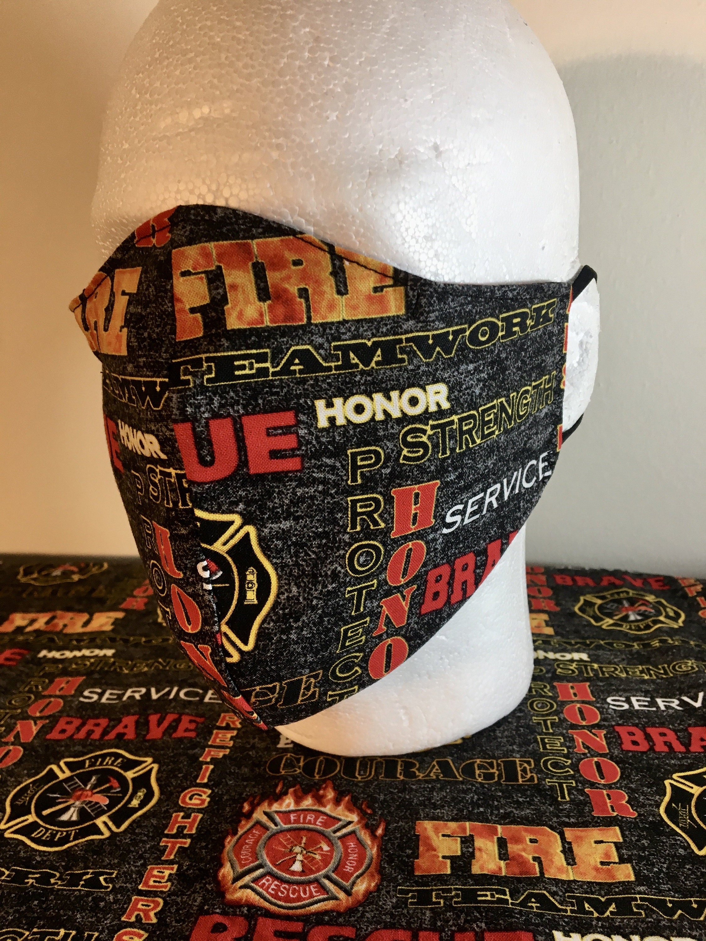 Firefighter Face Mask /reversible Flames | Etsy UK