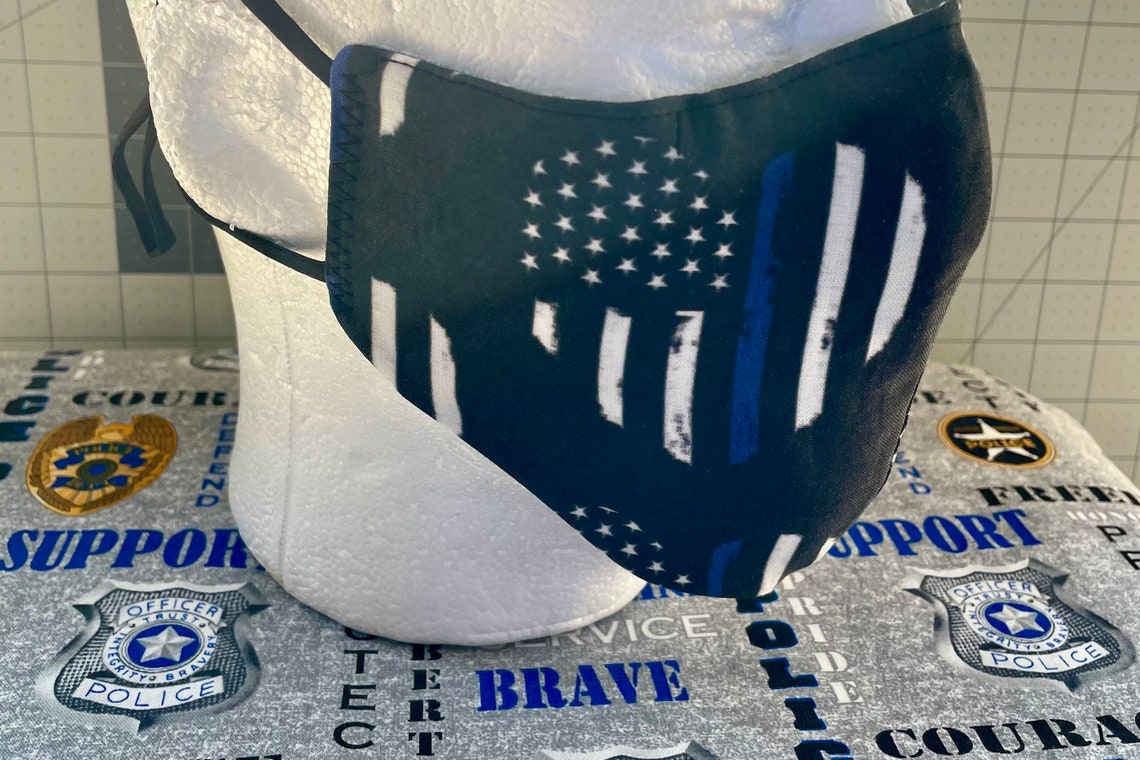 Police Department Thin Blue Line Face Mask - Etsy