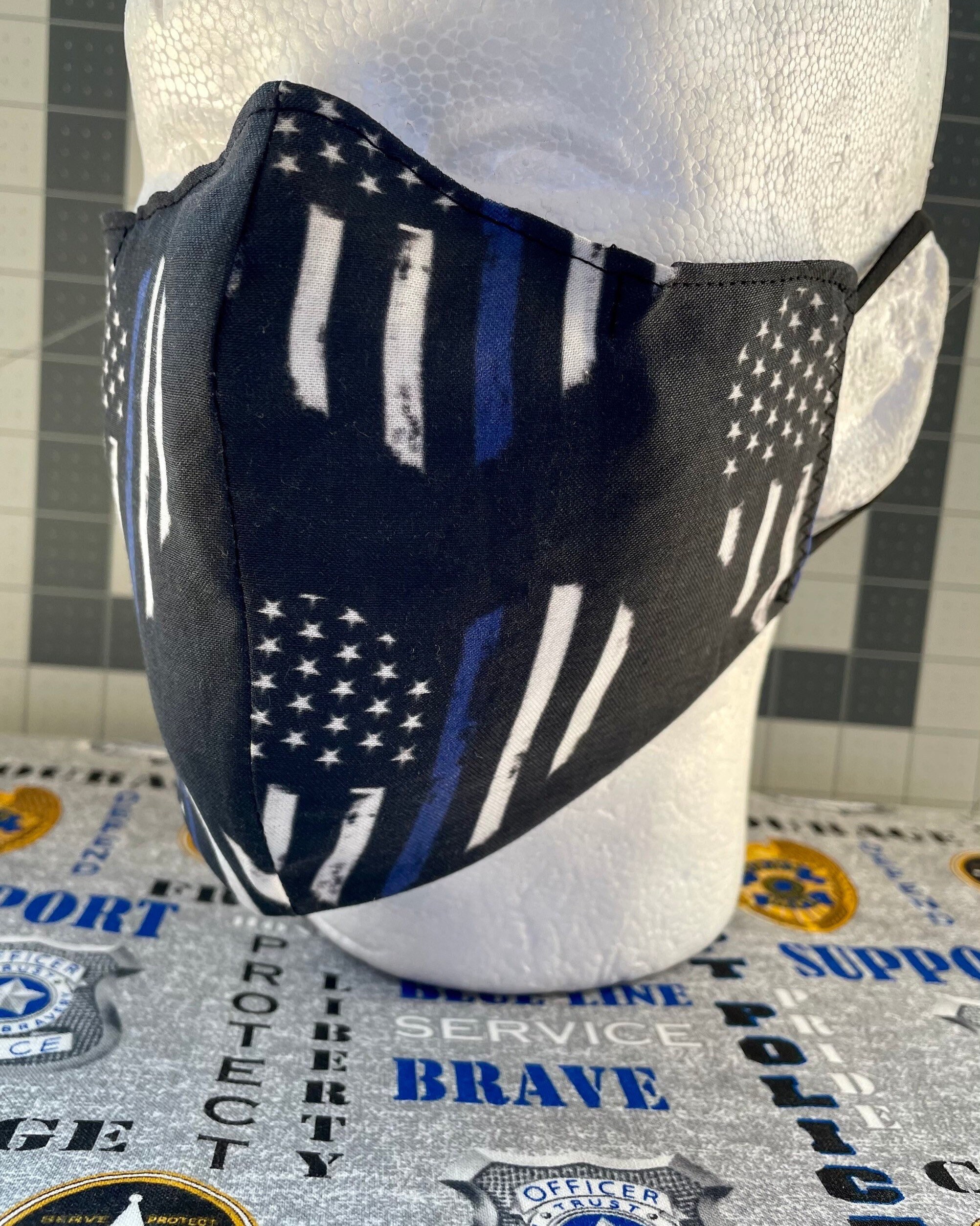 Police Department Thin Blue Line Face Mask - Etsy