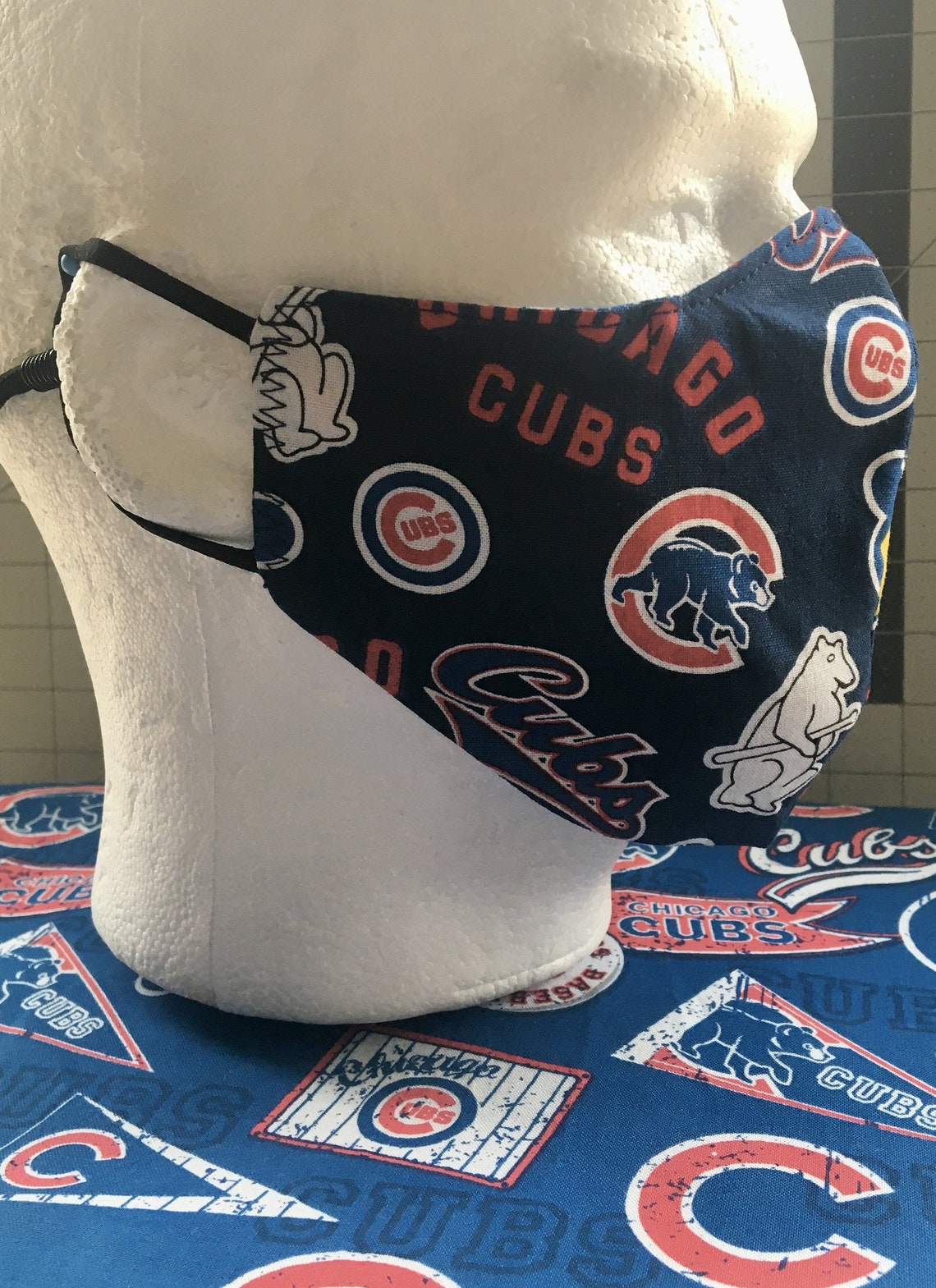 Chicago Cubs Cubby Bear Face Mask Reversible Adjustable | Etsy