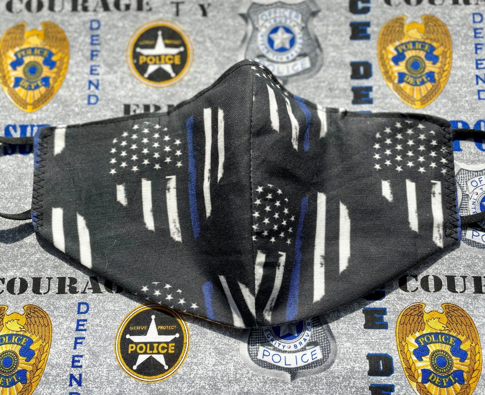 Police Department Thin Blue Line Face Mask | Etsy
