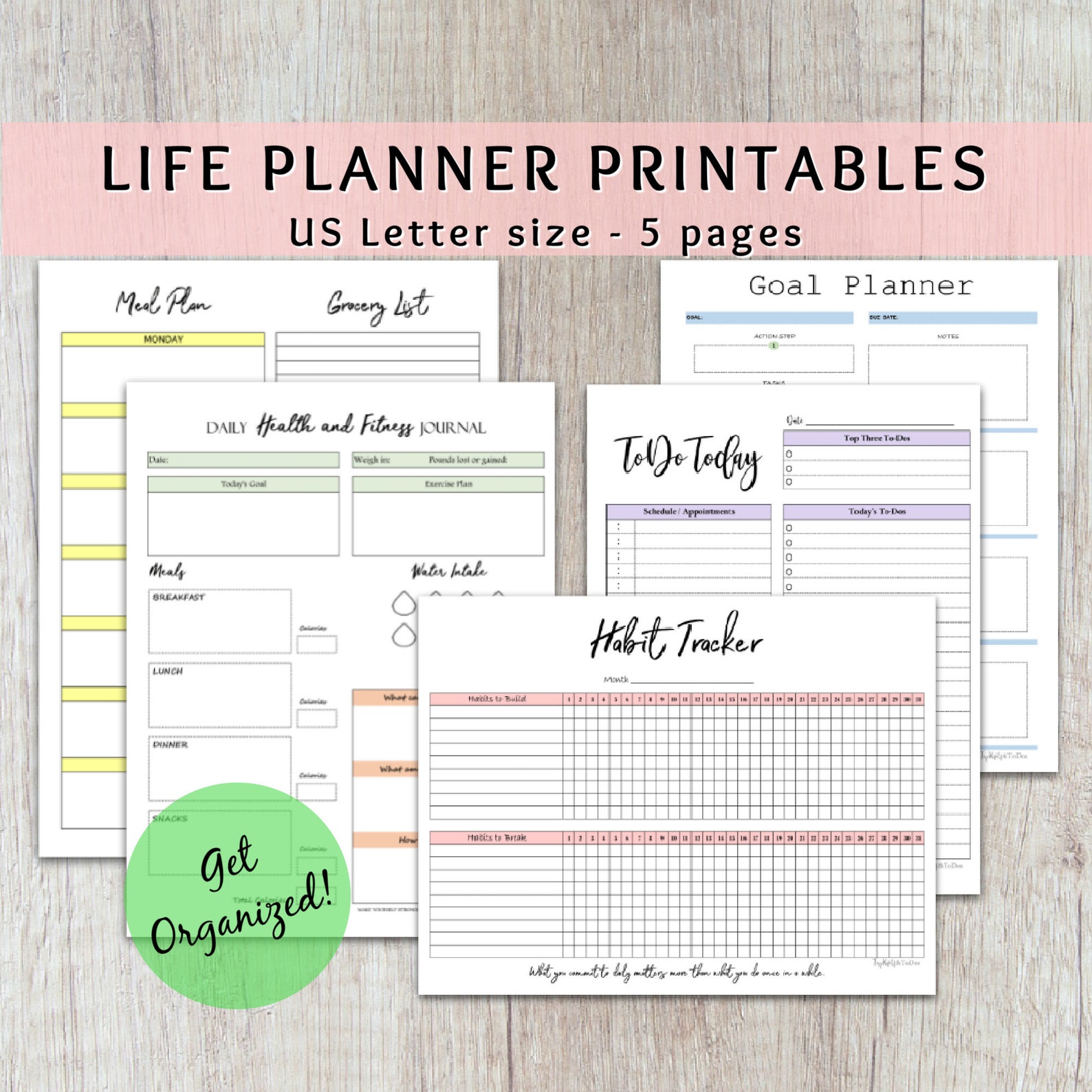 2023 Life Planner Pages Printable, to Do List, Goal Planner, Fitness ...