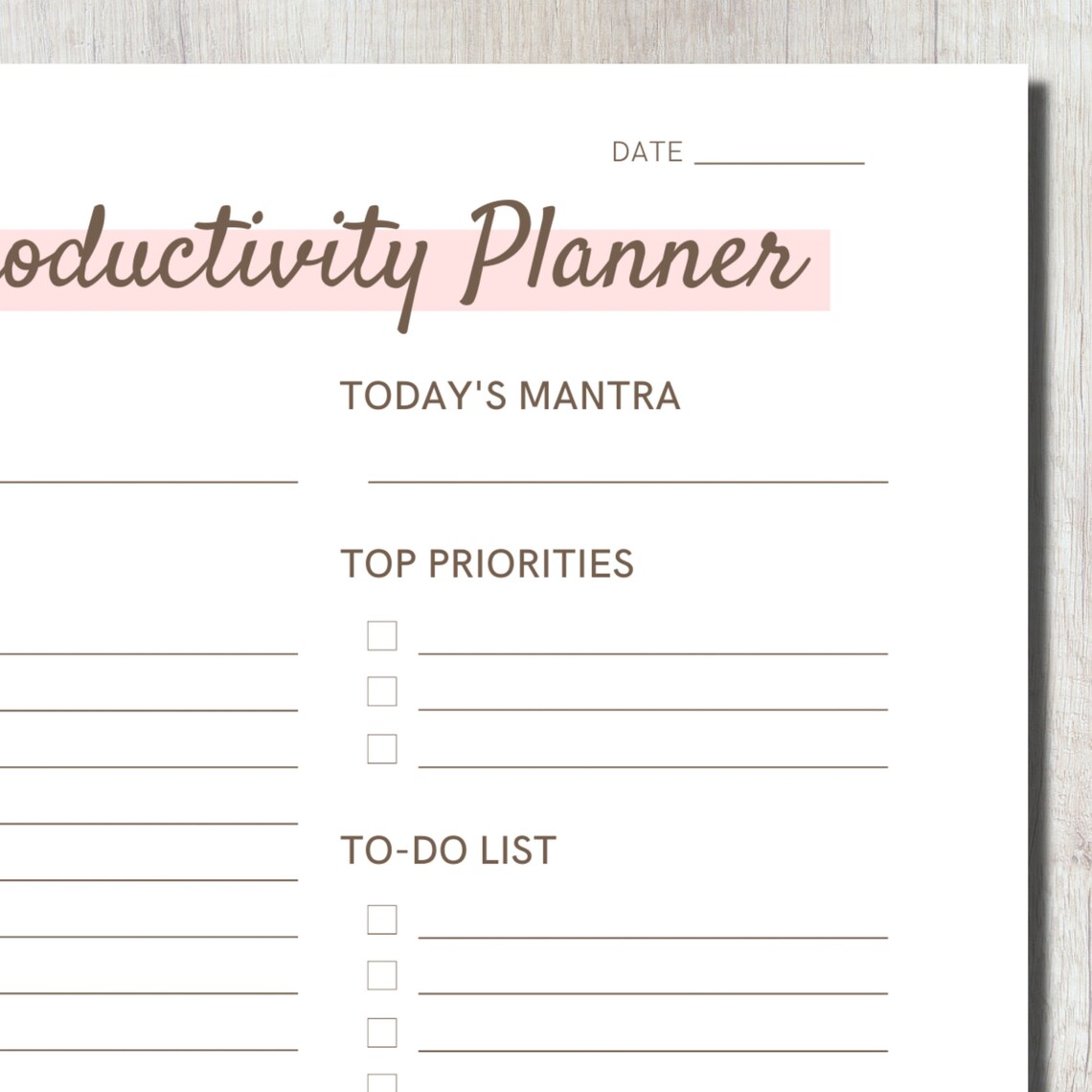 Productivity Planner, to Do List Printable, Digital Planner, Printable ...
