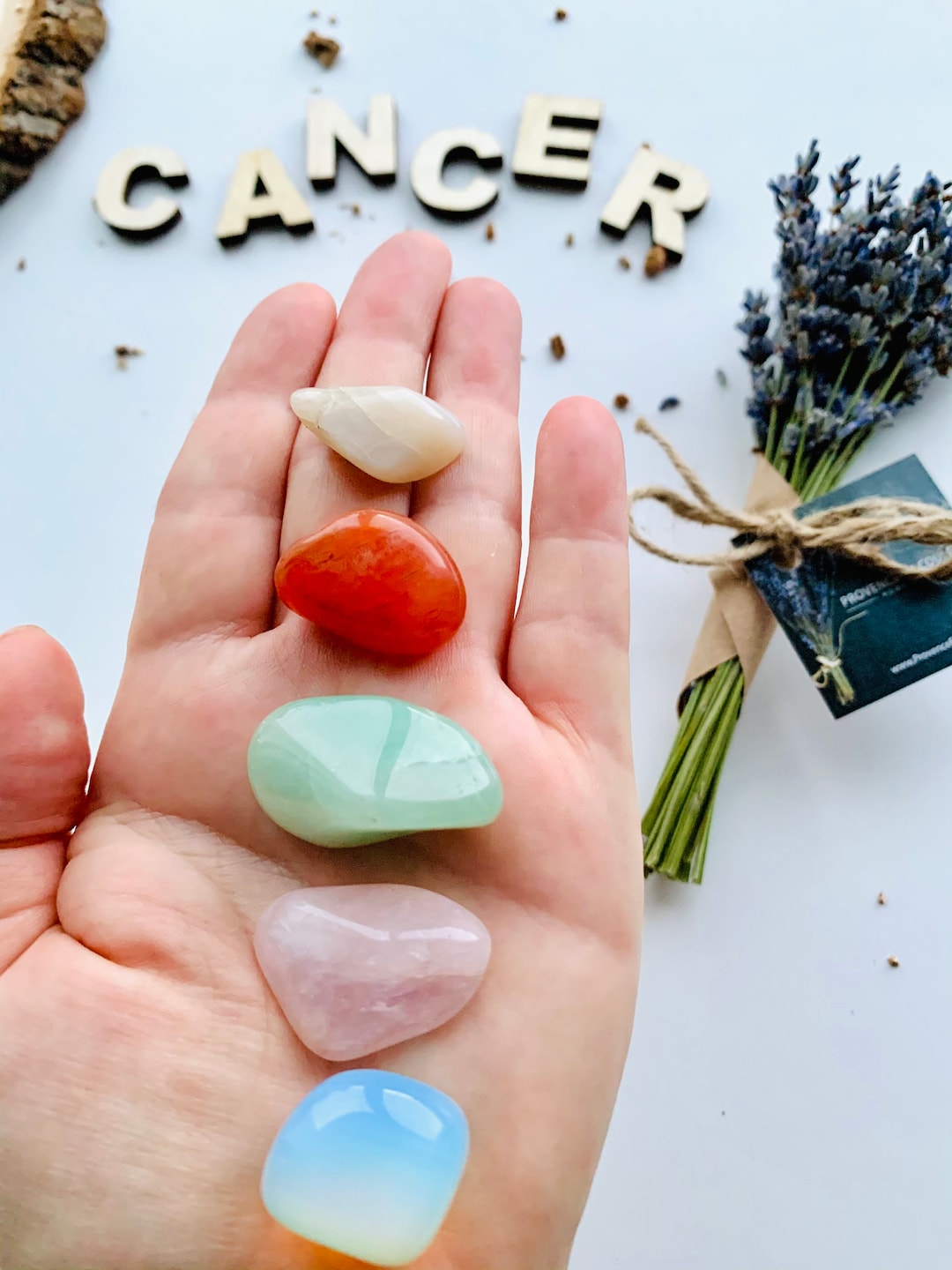 Cancer Crystals in a Black Velvet Pouch/cancer Zodiac Healing Stones ...